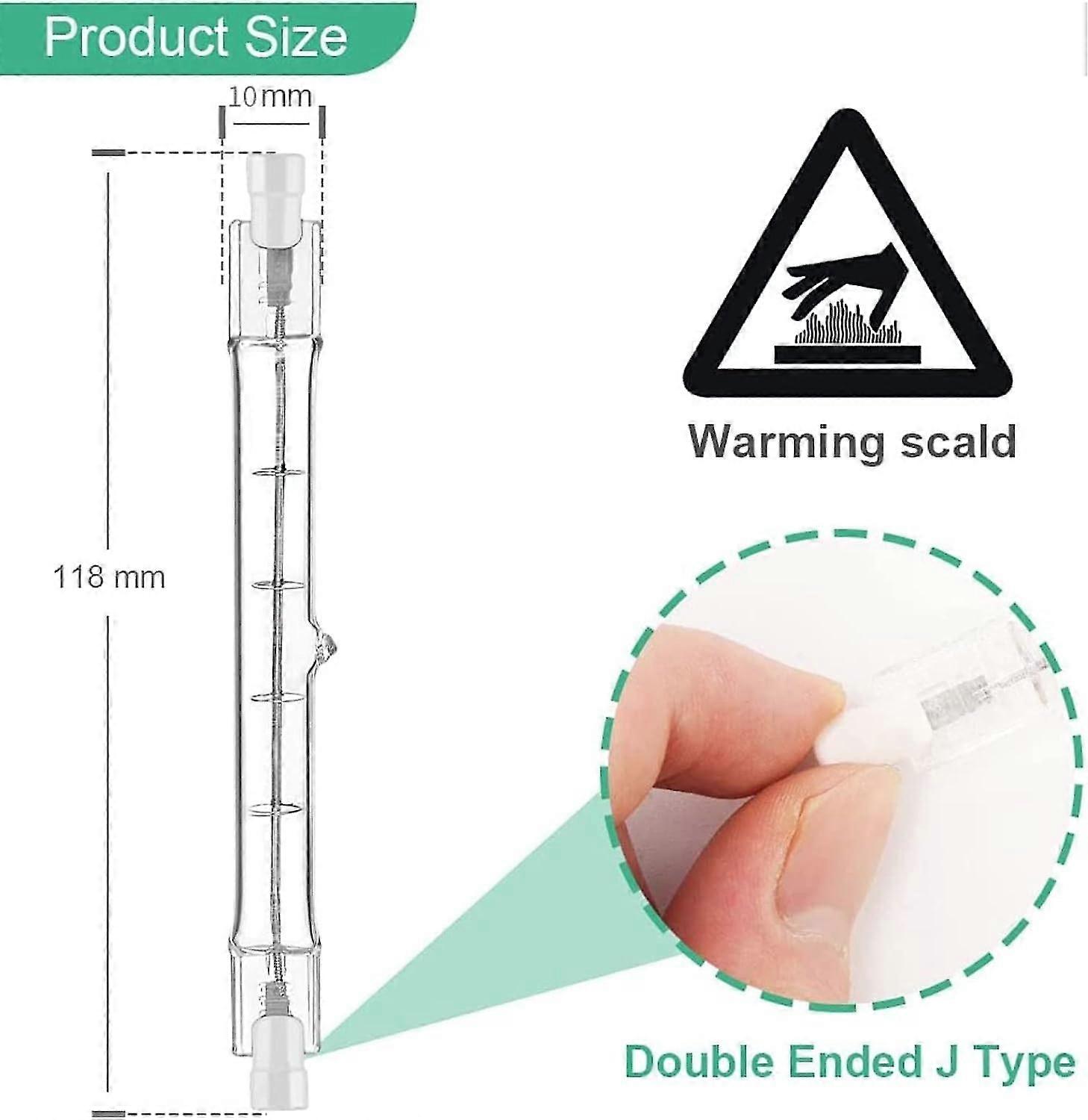 Set Of 5 R7s Halogen Bulb 118mm 200w 230v, R7s Halogen Rod 118mm, R7s ...