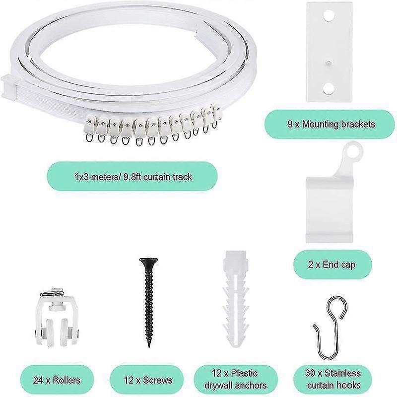 Urbanred Flexible Bendable Ceiling Curtain Track, 3 Meters (9.8ft ...