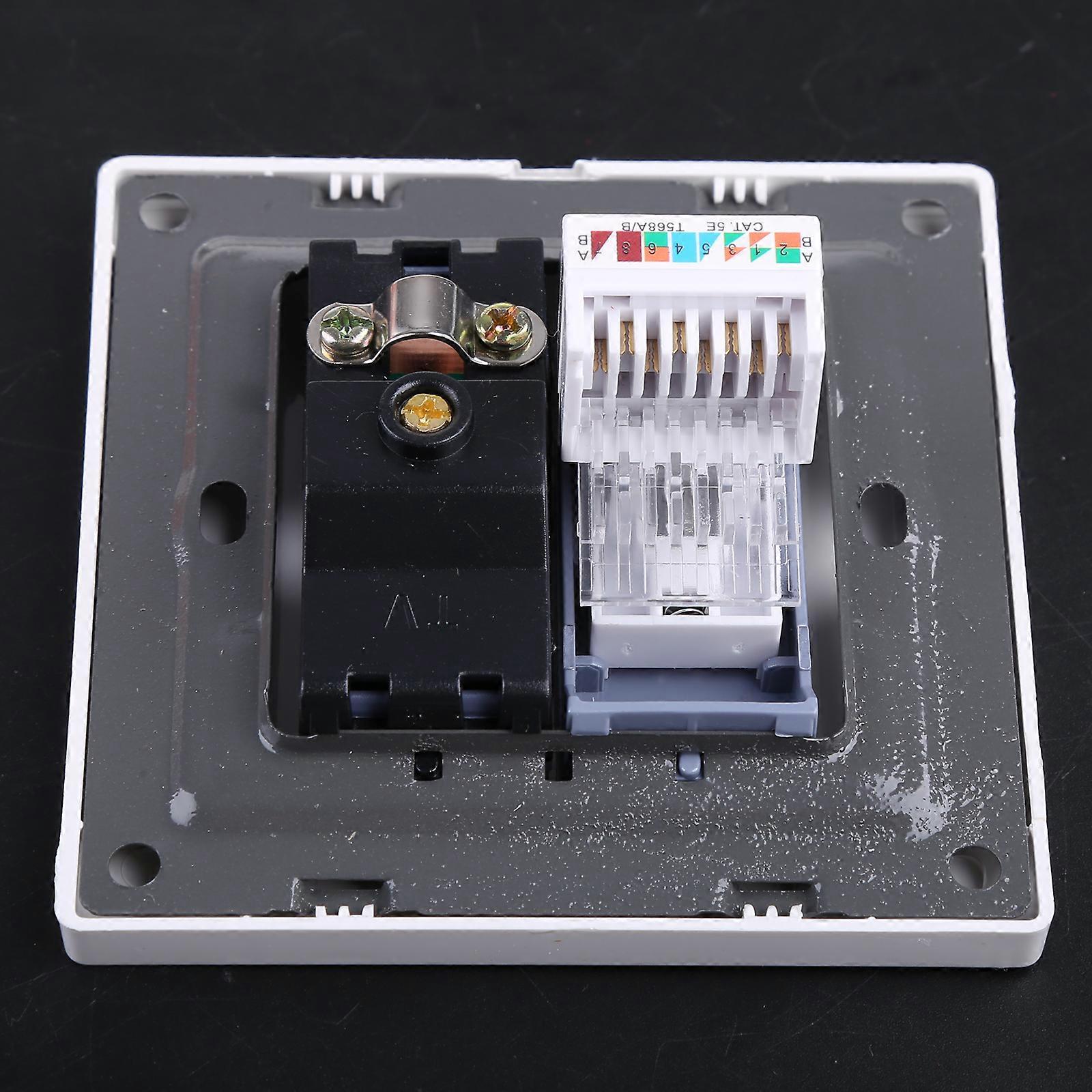 RJ45 Network Adapter+TV Antenna Coaxial Wall Mount Output Faceplate ...