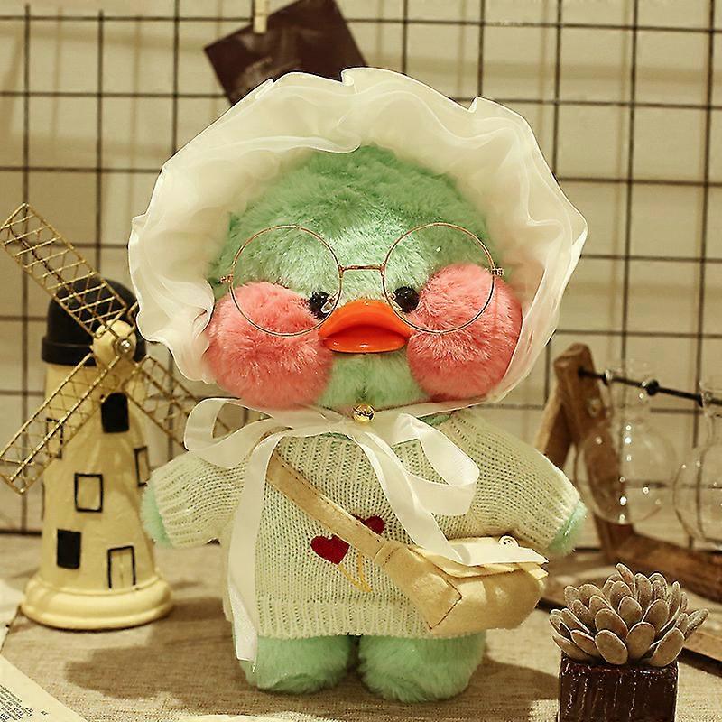 Lalafanfan 30cm Cute Green Duck Plush Toy with Kawaii Small Clothes ...