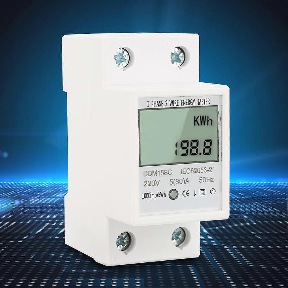 5-80A DDM15SC LCD Digital Display Single Phase Din Rail Electronic Energy KWh Meter | Fruugo UK