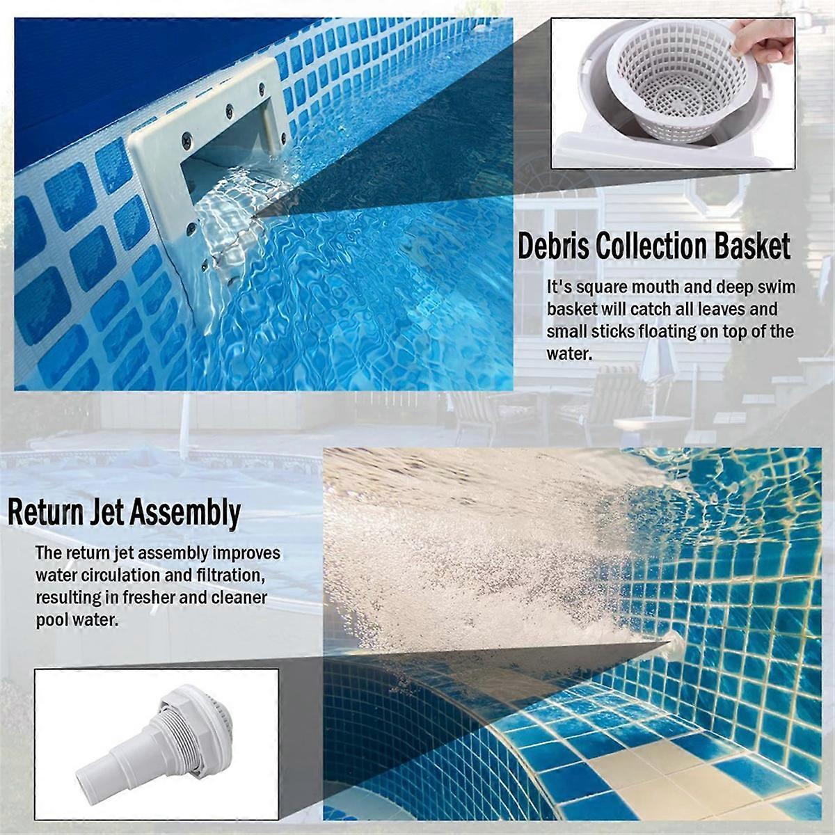 Above Ground Pool Skimmer,Thru-Wall Skimmer with Accessory, Swimming ...