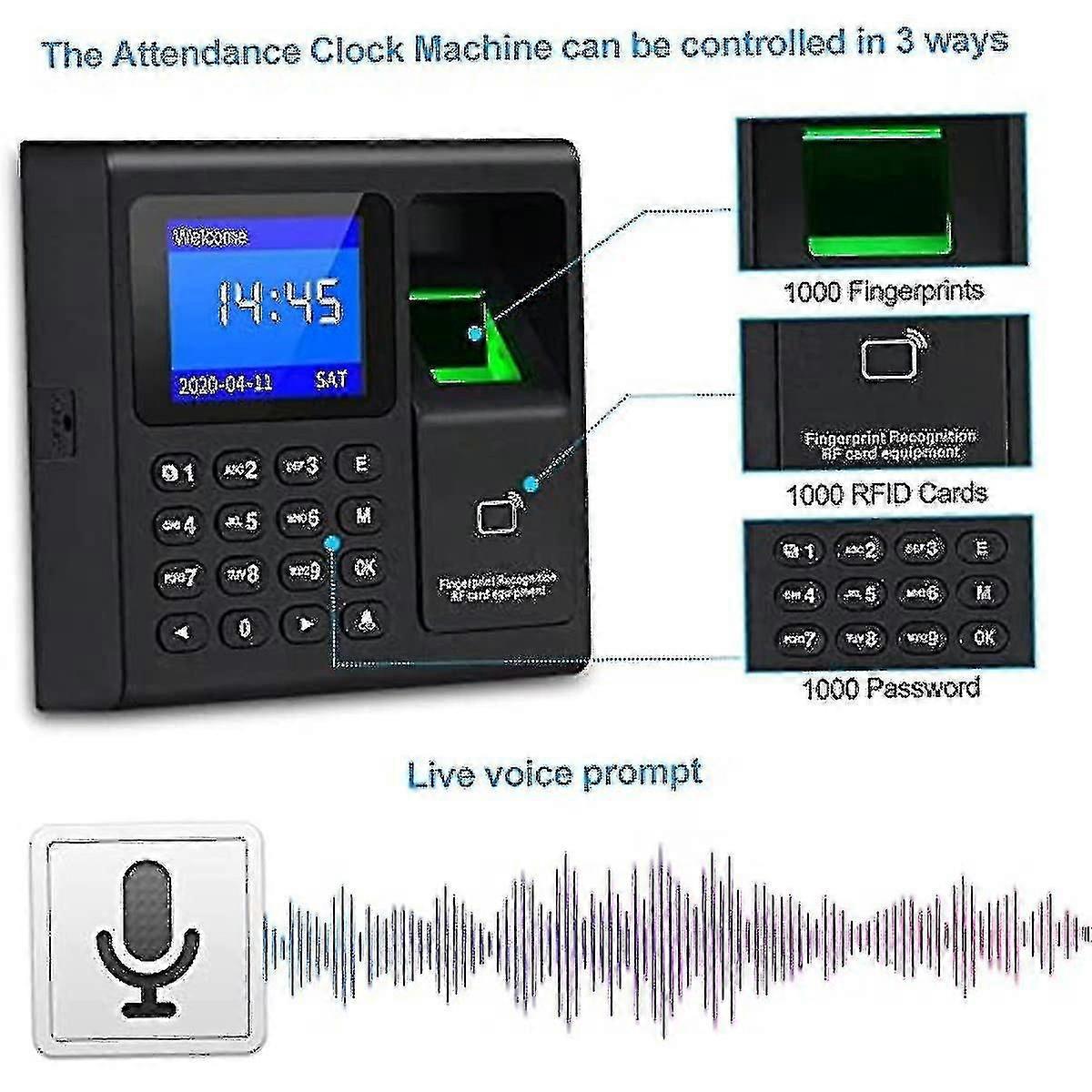 Time Clocks For Employees Small Business Biometric Fingerprint Time ...