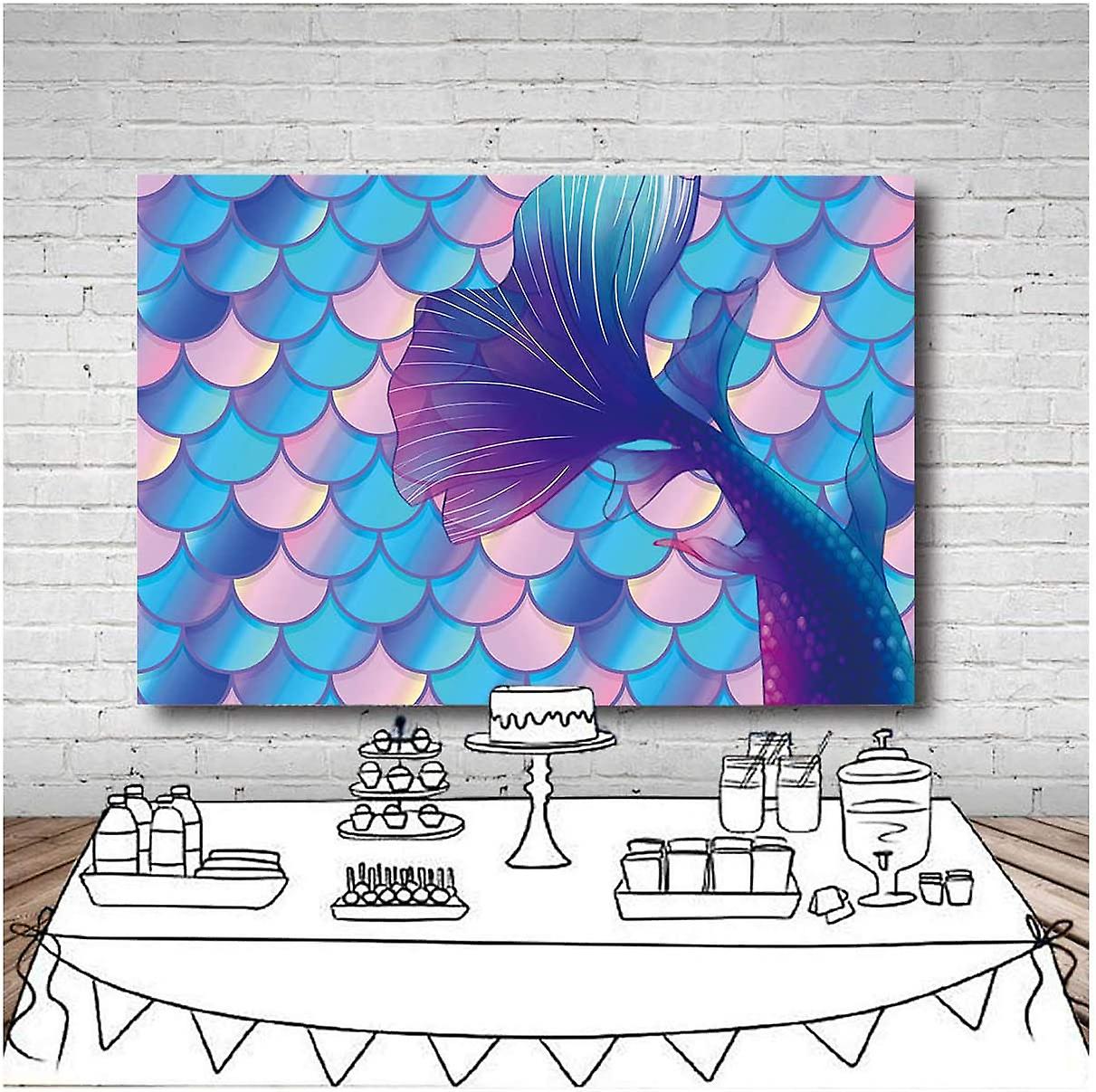 Glitter Little Mermaid Theme Photo Background 7x5ft Vinyl Princess Baby ...