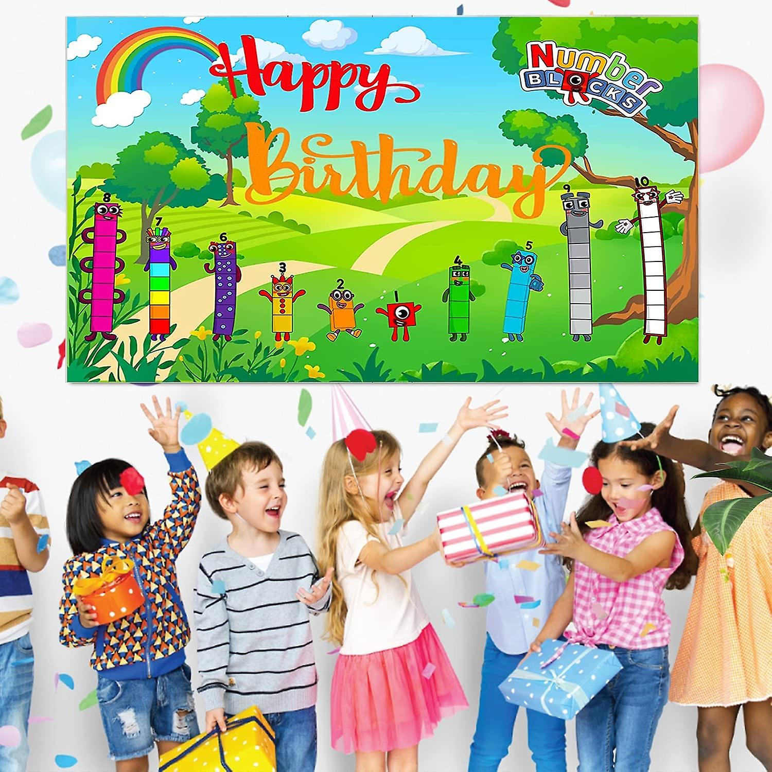 Heytea Number-blocks Birthday Party Supplies,5x3ft Number-blocks ...