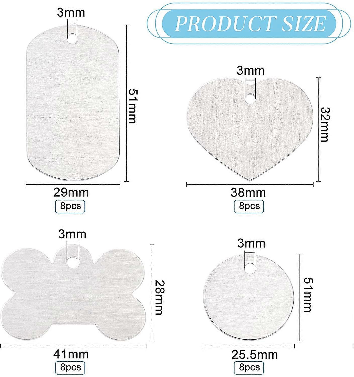 32 Packs Large Round Blanks Rectangle Heart Stamping Blanks Bone Shape ...