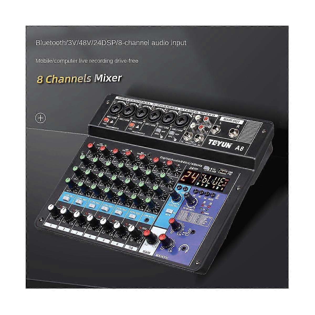 A8 Portable Mixer Sound Card 8-channel Mixing Console Computer ...