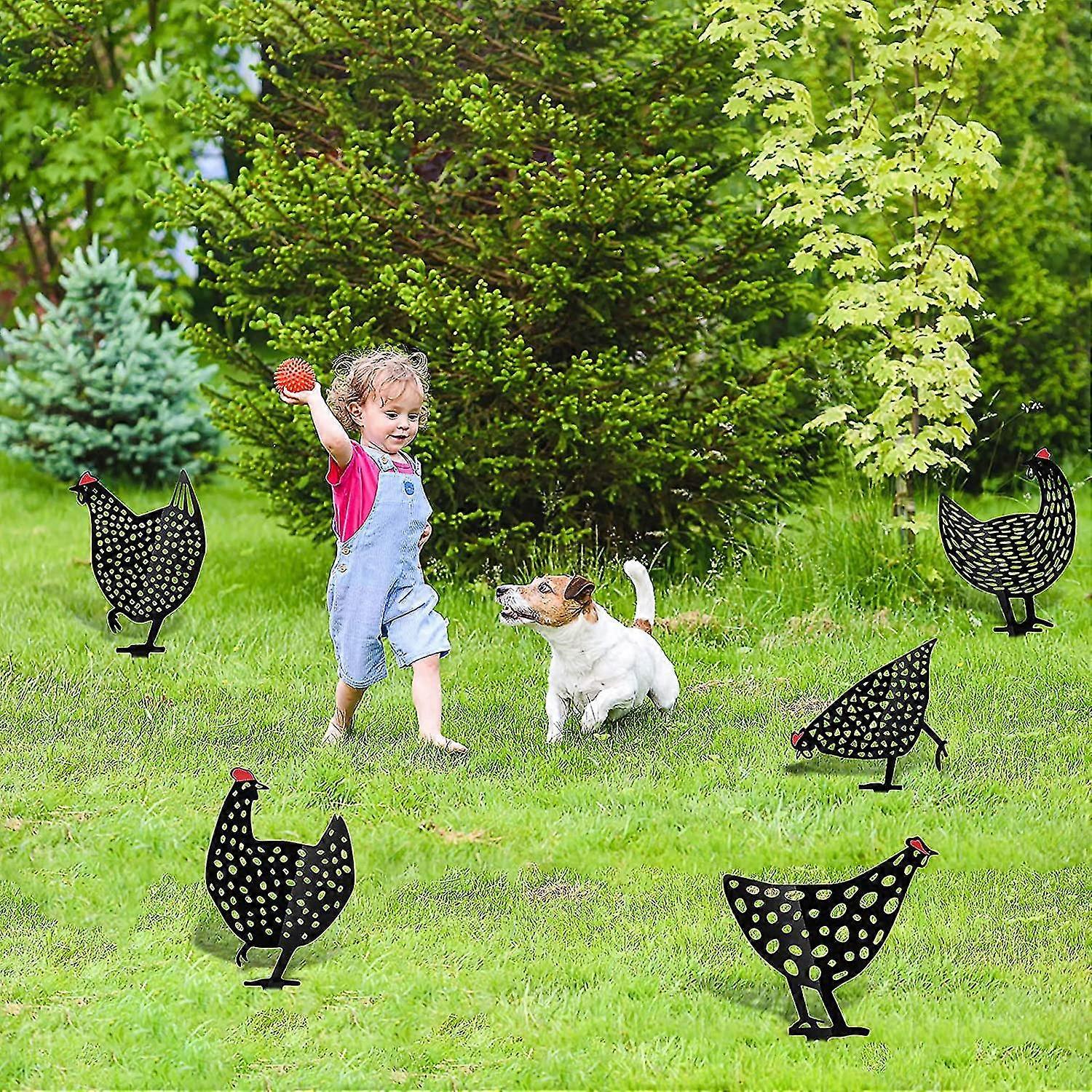 5 Pieces Garden Decorative Hen, Outdoor Decorative Hens, Garden Chicken ...
