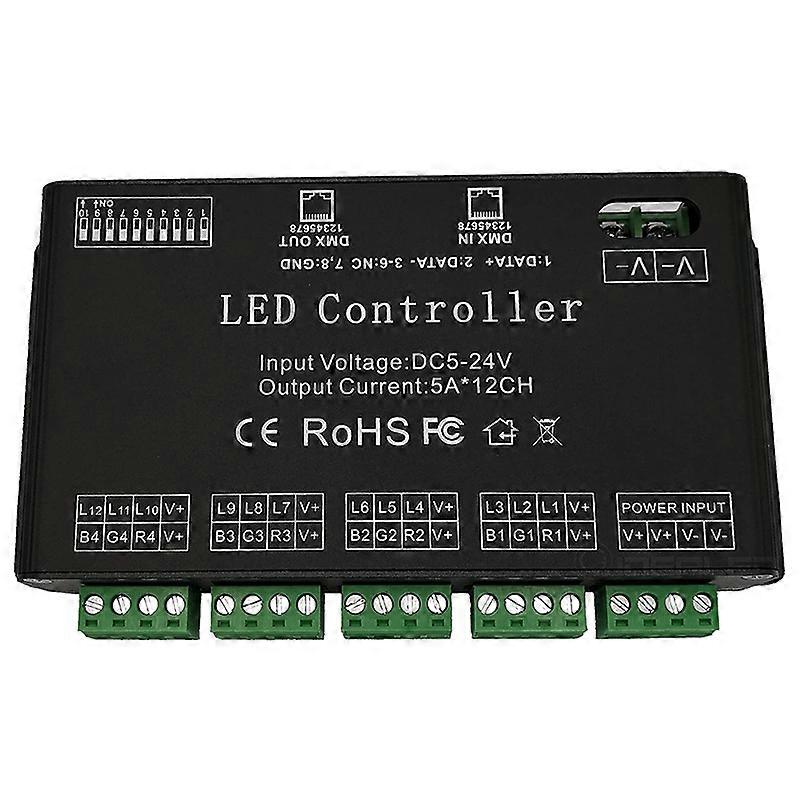 12 Channel DMX Decoder RGB LED Controller 60A PWM DMX512 Dimmer Driver for RGB and LED Module ...
