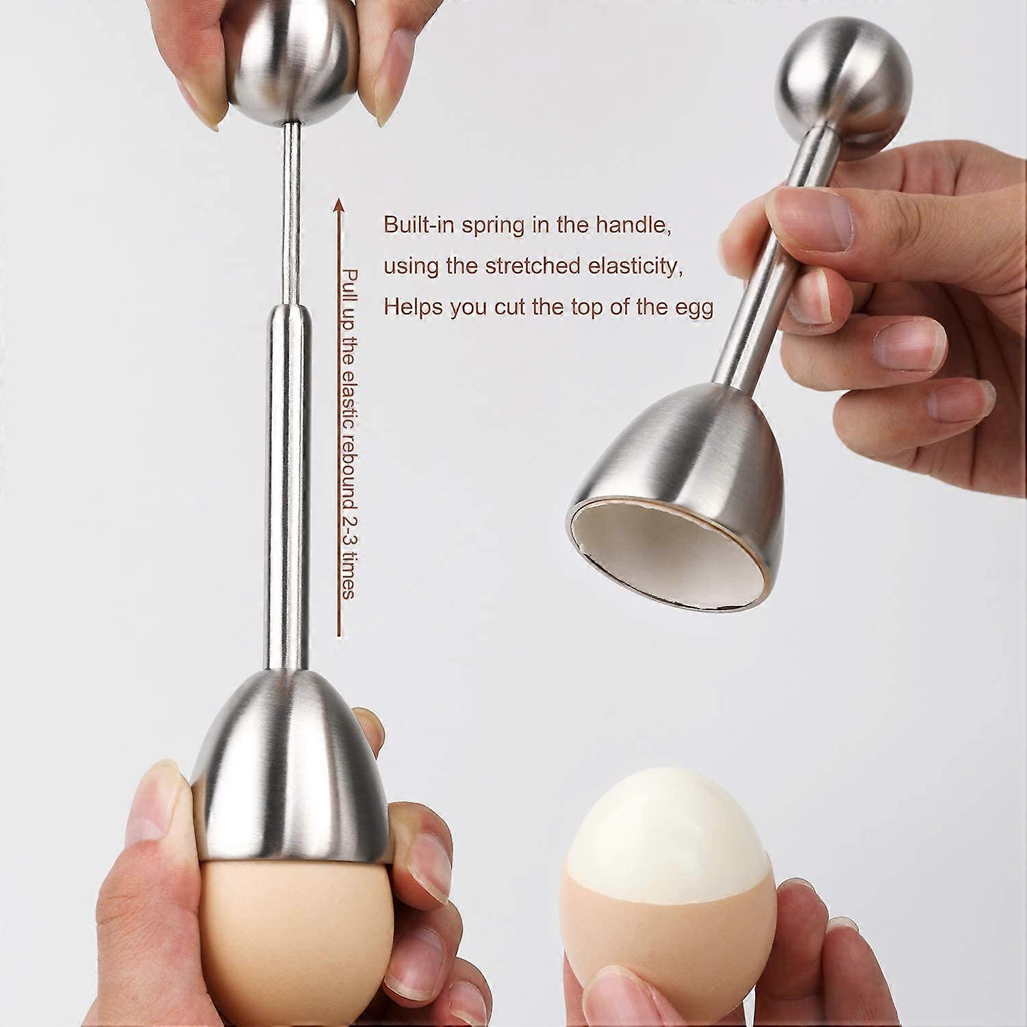 2piece Soft Hard Boiled Egg Cracker Topper Stainless Steel Shell ...