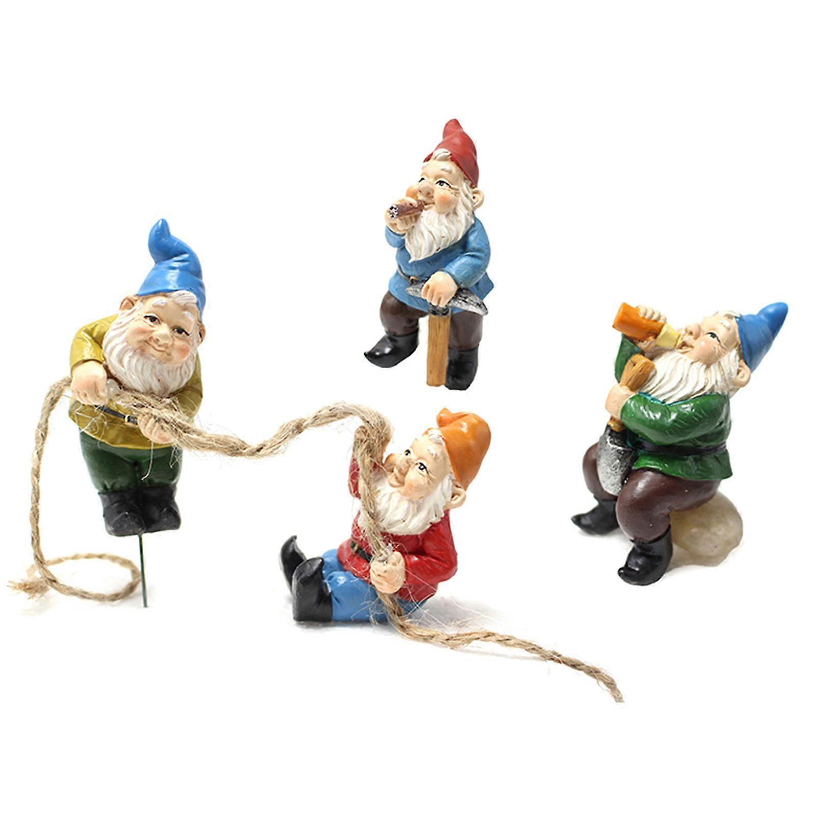 4Pcs Tree Elf Resin Figurines Dwarf Statue Model House Lawn Fairy ...
