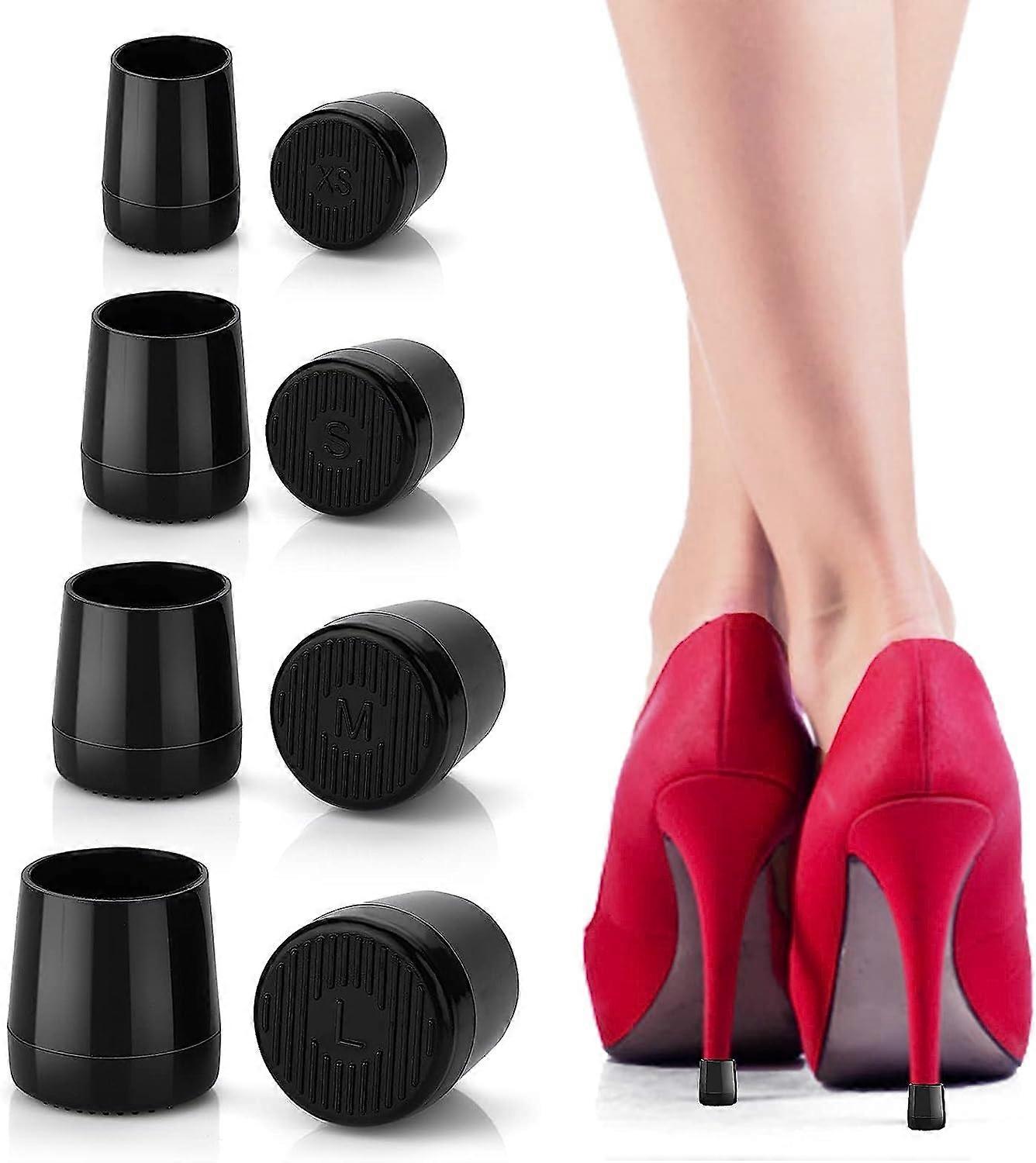 High Heel Protectors 8 Pairs Black Non-Slip Heel Plugs Protective ...