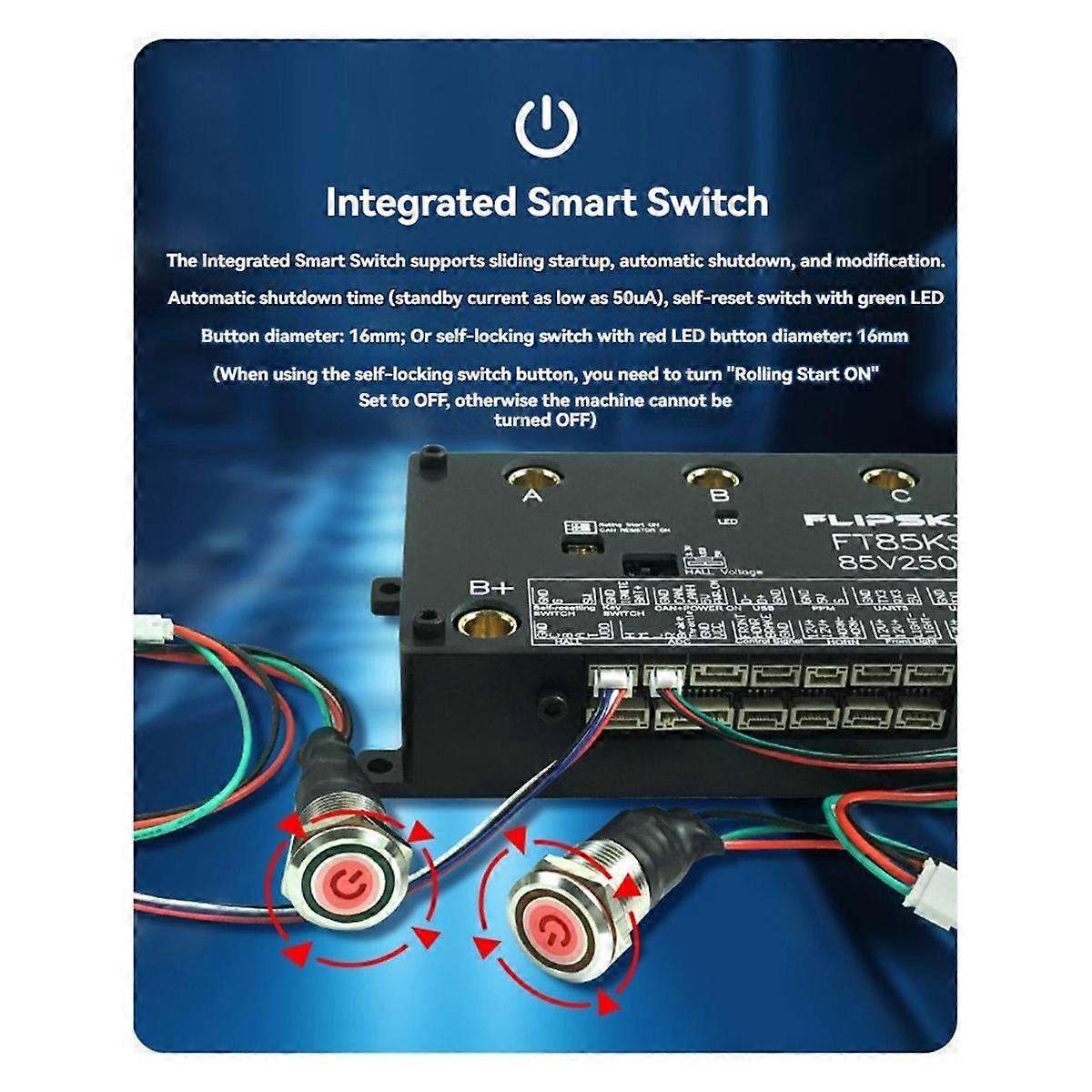 FT85KS Brushless ESC Single Drive 84V 250A Electric Scooter Controller ...