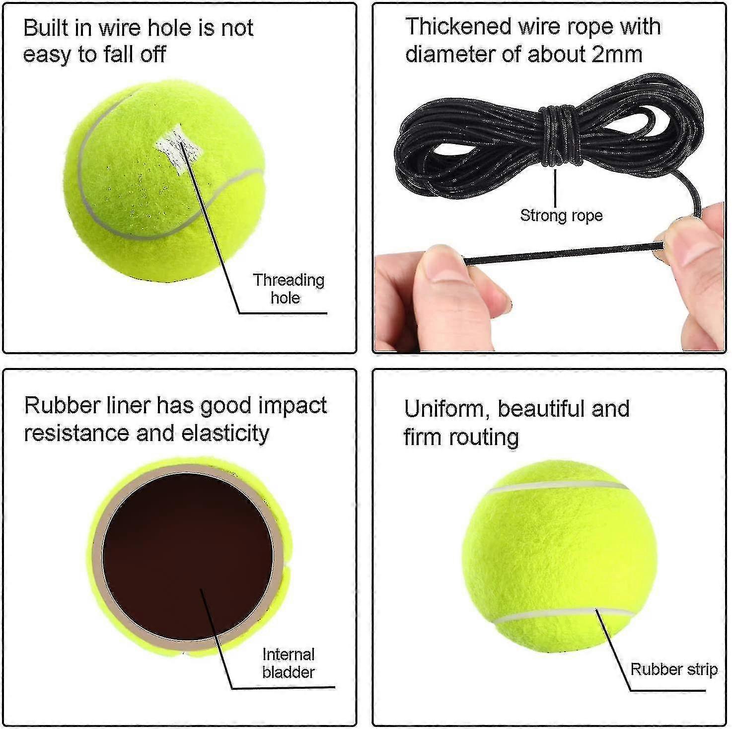 4 Pcs Tennis Training Ball With String Tennis Trainer Balls Self ...