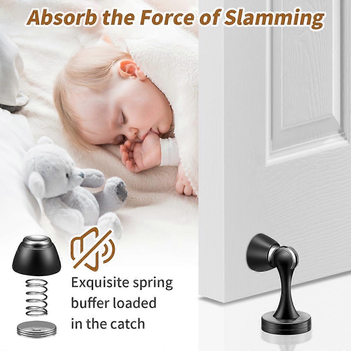 Door Stopper, Satin Nickel, 2 Pack Wall/Floor Mounted Soft-Catch Door ...