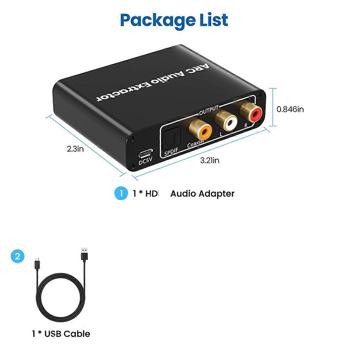 HDMI-Compatible ARC Adapter,with Digital Optical TOSLINK SPDIF/Coaxial and Analog 3.5mm,HD ARC ...