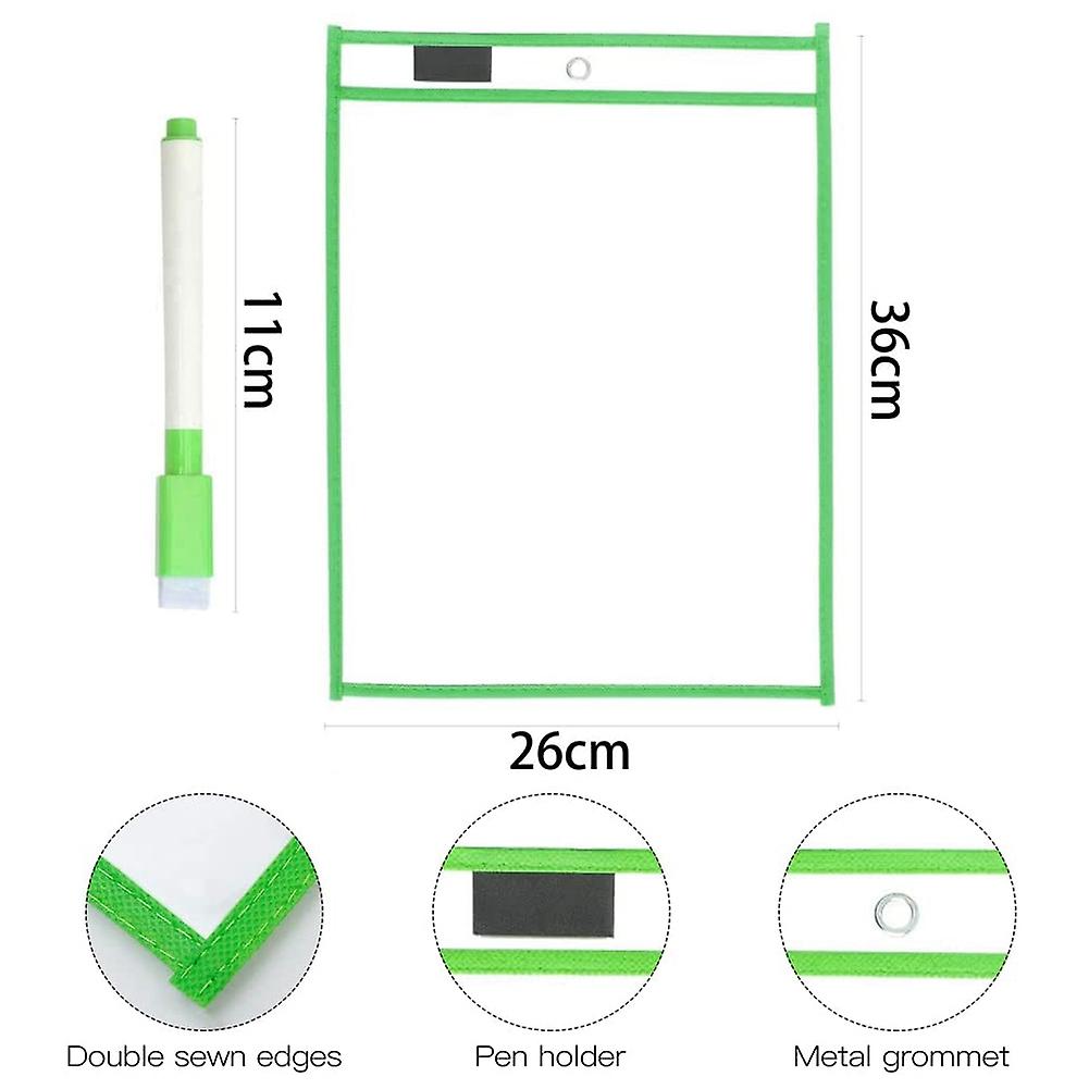 Reusable Dry Erase Pockets, 6 Pack Reusable Dry Erase Sleeves, Assorted ...