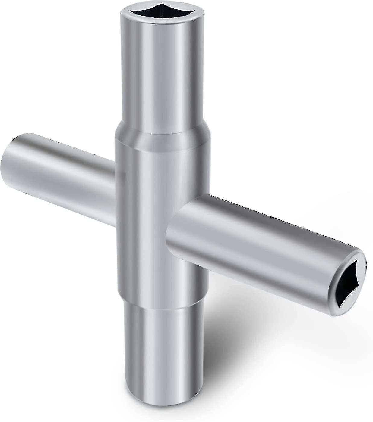 4-way Key Steel Wrench Silver Water Utility Key For Hose Bib Spigot ...