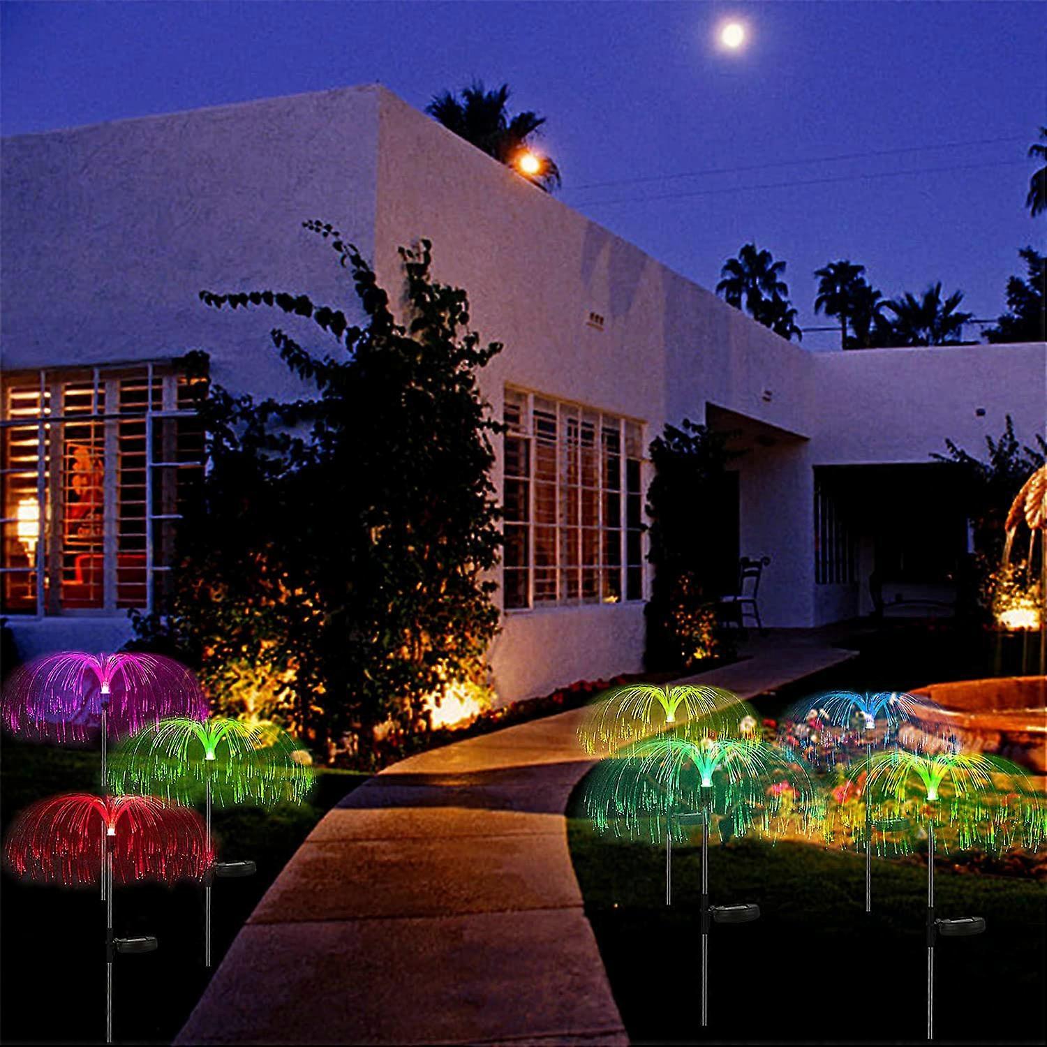 Solar Fiber Optic Jellyfish Earth Plug Light Solar Fiber Optic Lawn ...