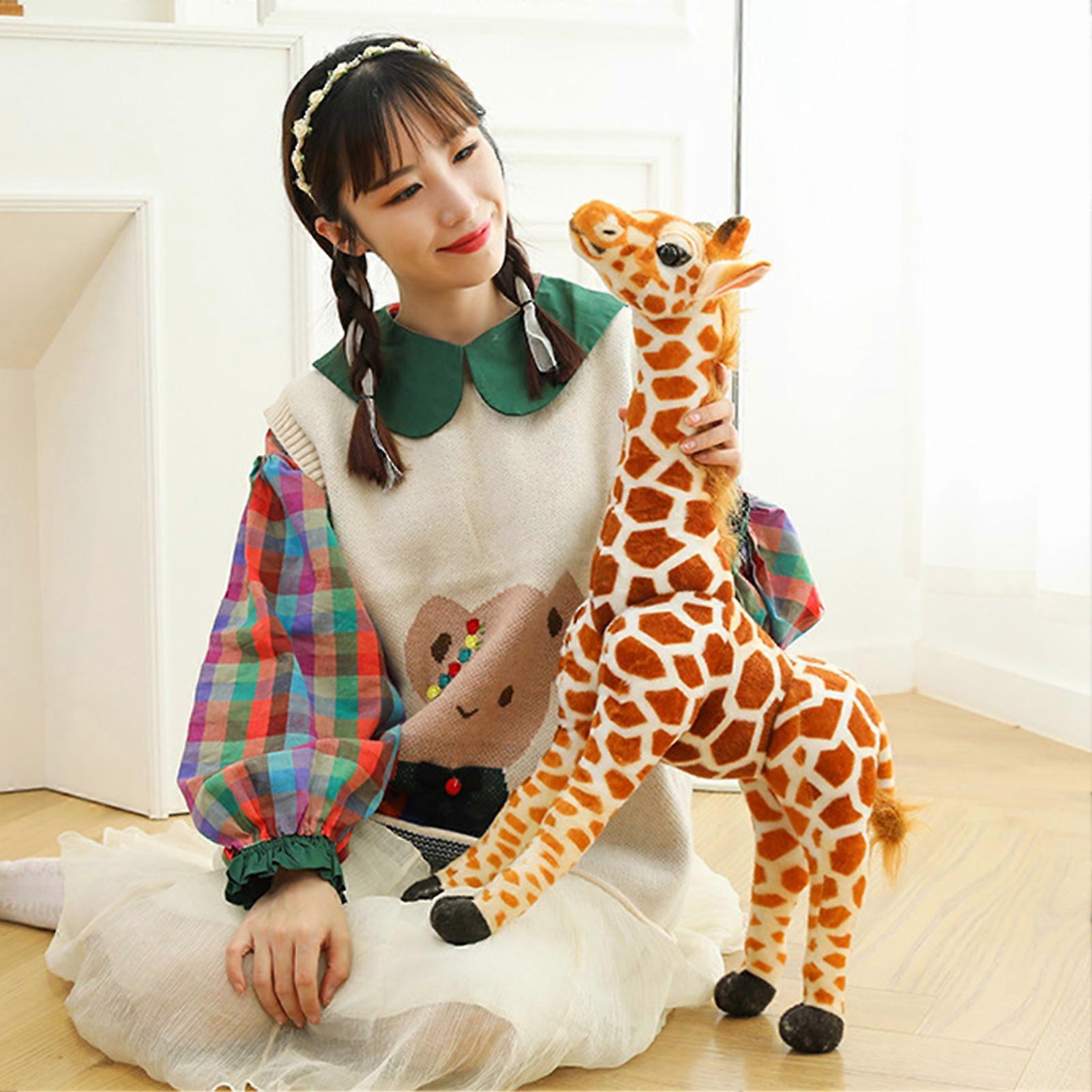 Realistic Giraffe Plush Toy Standing Soft Fluffy Stuffed Animal Plushie ...