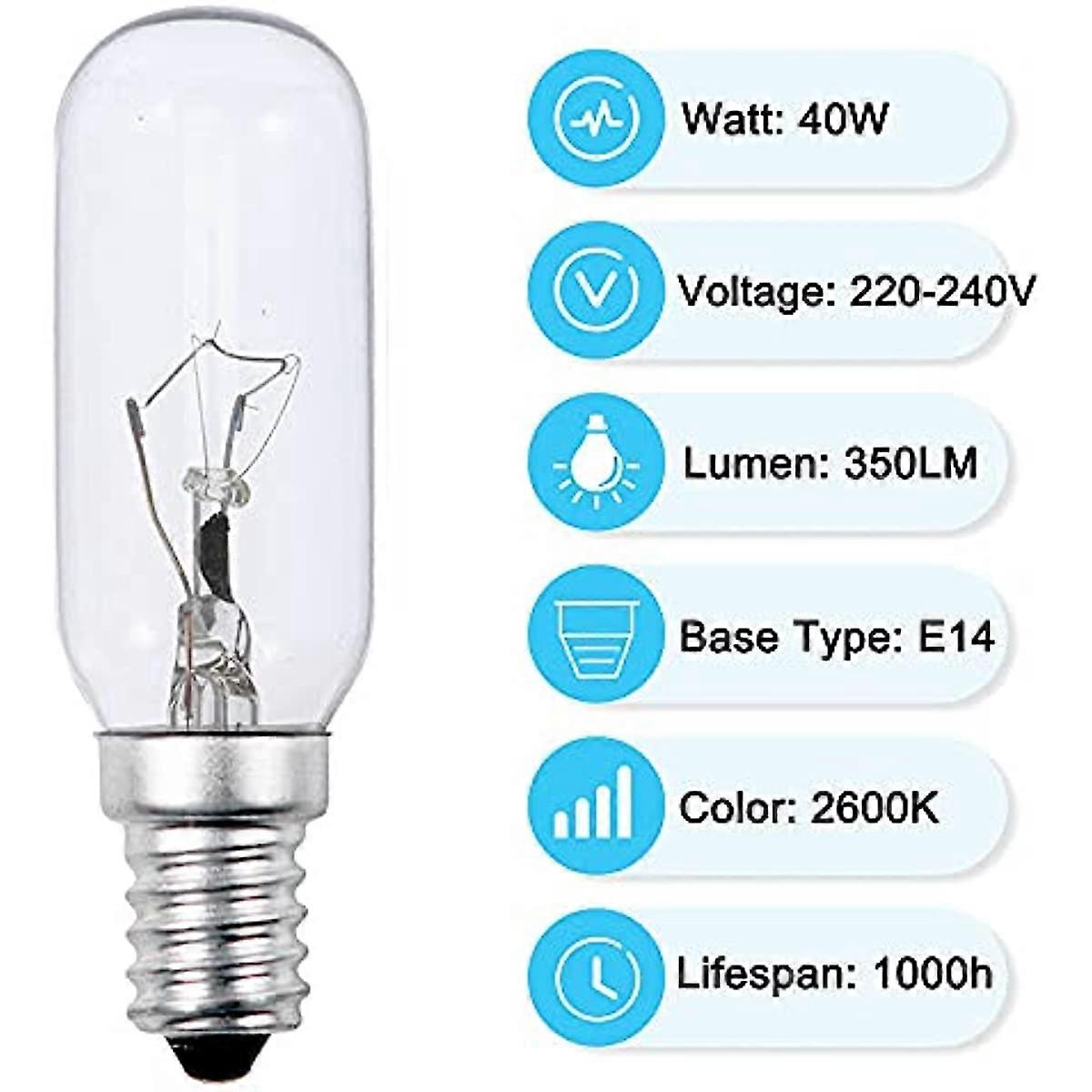 40W Cooker Hood Light Bulb E14 SES Appliance Lamp Warm White 2700K Dimmable T25 Tubular ...