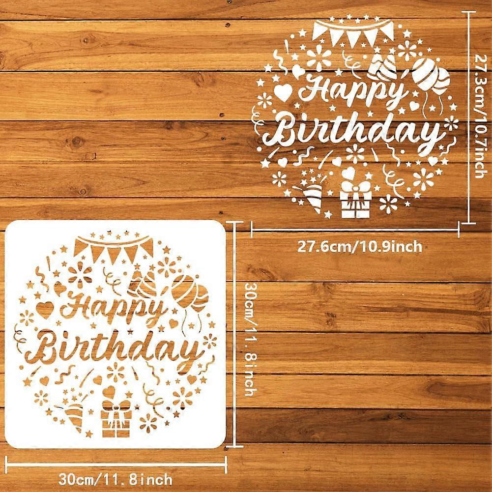 6PCS Happy Birthday Painting Stencil 5.9x5.9inch Birthday Cake Stencil ...
