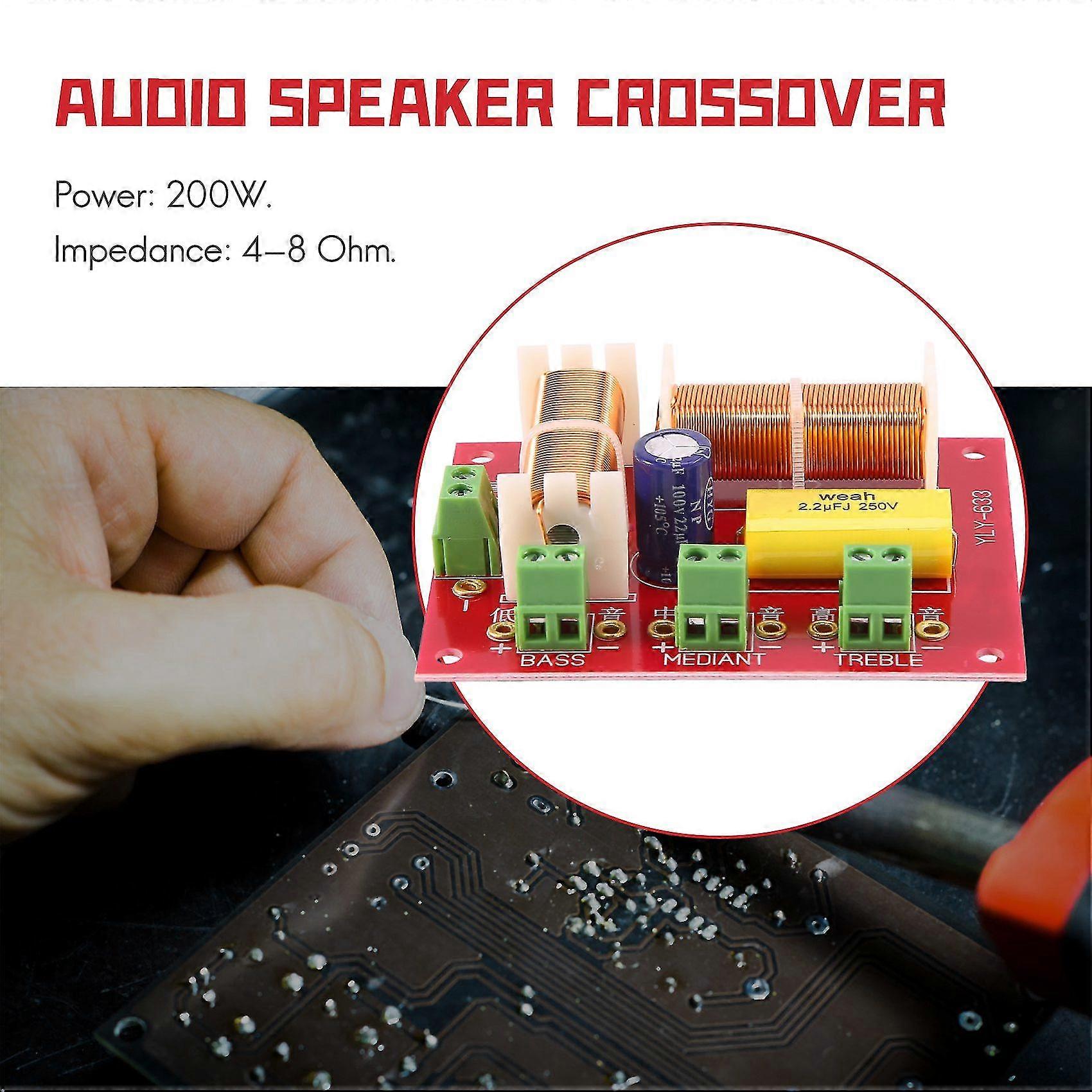 2Pcs 200W 3 Way Audio Speaker Crossover Treble + Midrange + Crossover Speakers Filter Frequency ...
