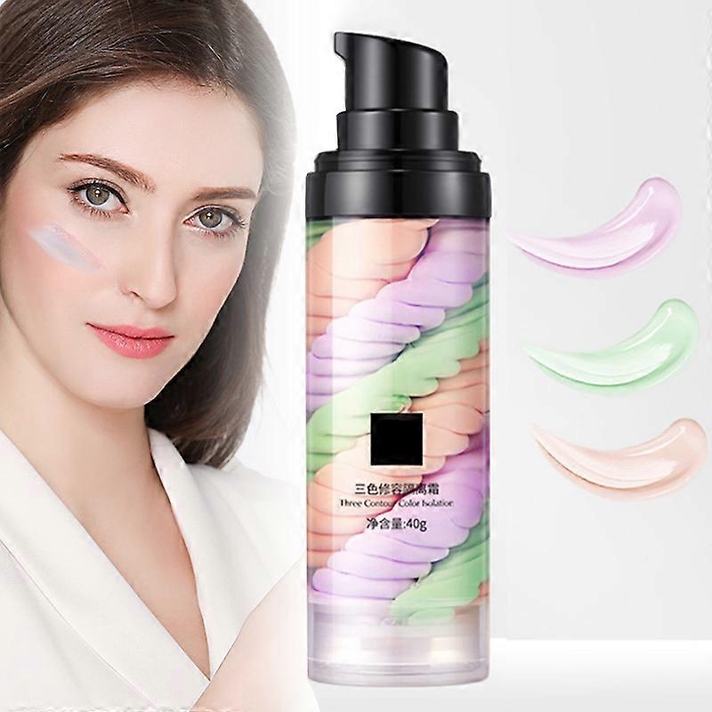 Rainbow Tricolor Makeup Base Cream Facial Base Makeup Full Coverage ...