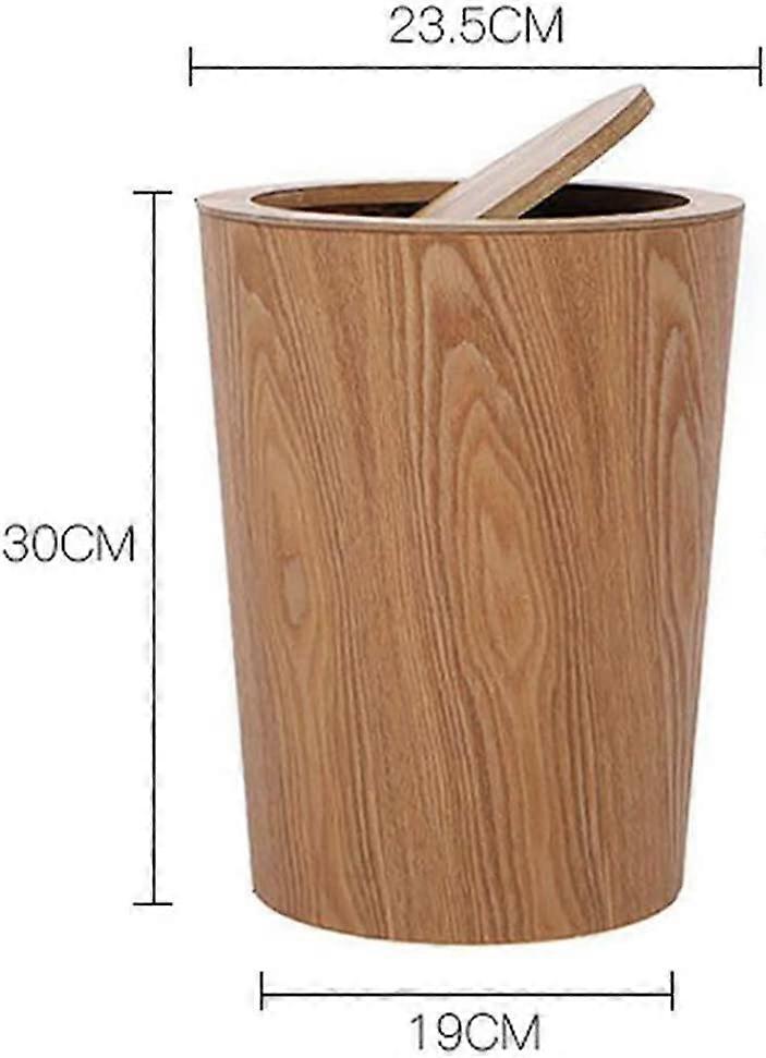 Wooden Trash Can with Swing Lid, Round Kitchen Trash Can, Japanese ...