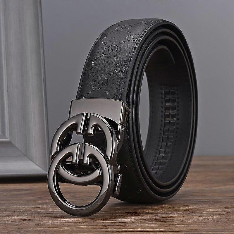 Men's Designer Belt with Luxury Gunmetal Buckle, Adjustable Genuine ...