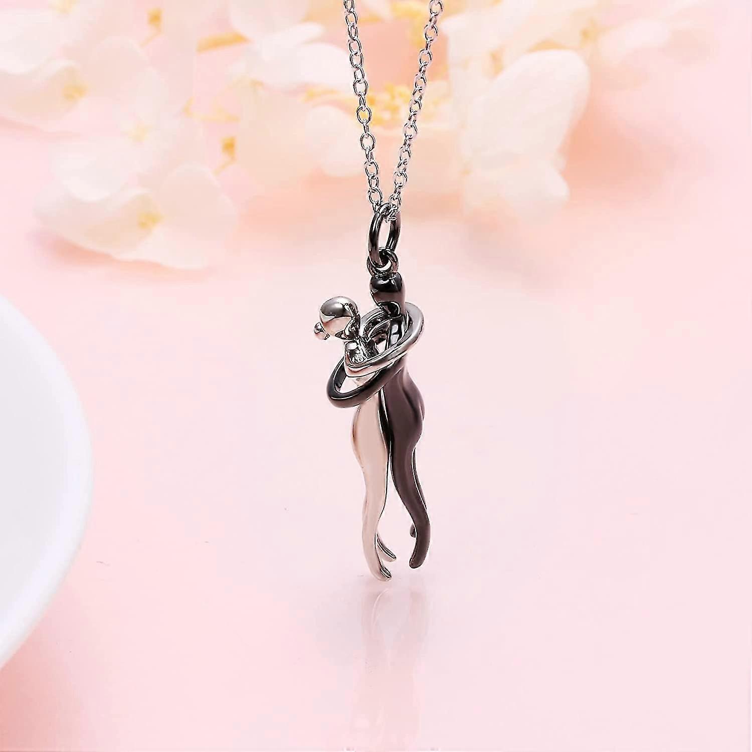 Hug Couple Necklace S925 Sterling Silver Hugging Necklace Beloved ...