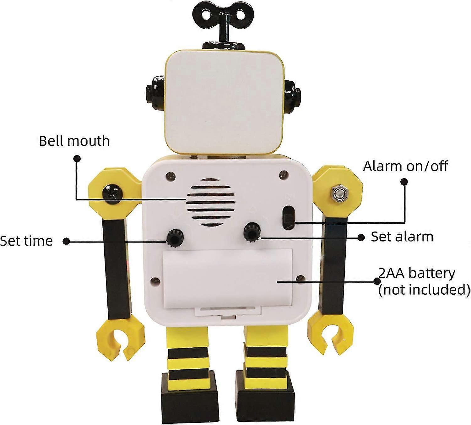 Robot Alarm Clock, Stainless Metal Silent Alarm Clock With Flashing ...
