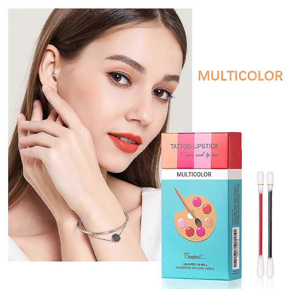 20Pcs Waterproof Non-Stick Lip Tint Cotton Swab, Long Lasting Matte Lip ...