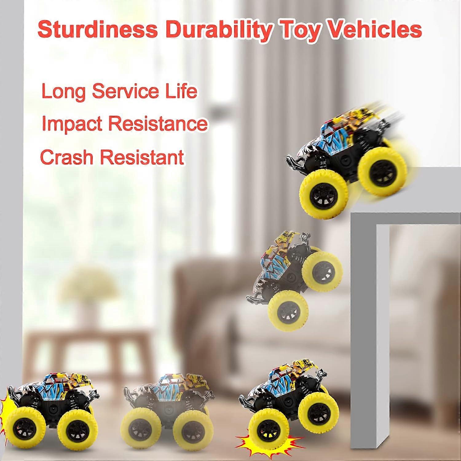 Car Toys for Toddlers 1-3, 2 Pack Monster Toys Truck 360 Rotating Stunt ...