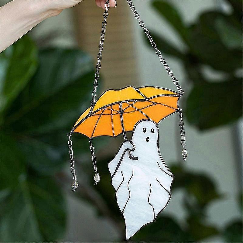 Funny Halloween Ghost with Umbrella Stained Suncather Halloween Decor ...