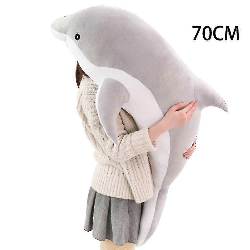 Dolphin Plush Toy 70cm Gray Short Plush PP Cotton Cute Dolphin Stuffed ...