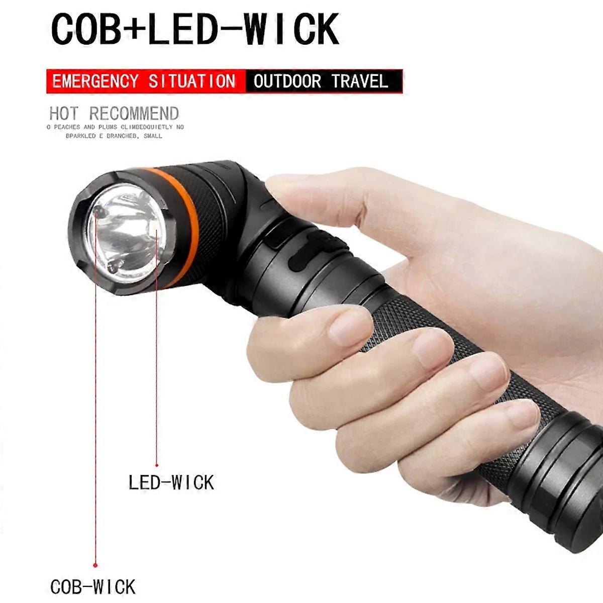 90 Degree Foldable Flashlight White / Red / Green Lights Waterproof ...