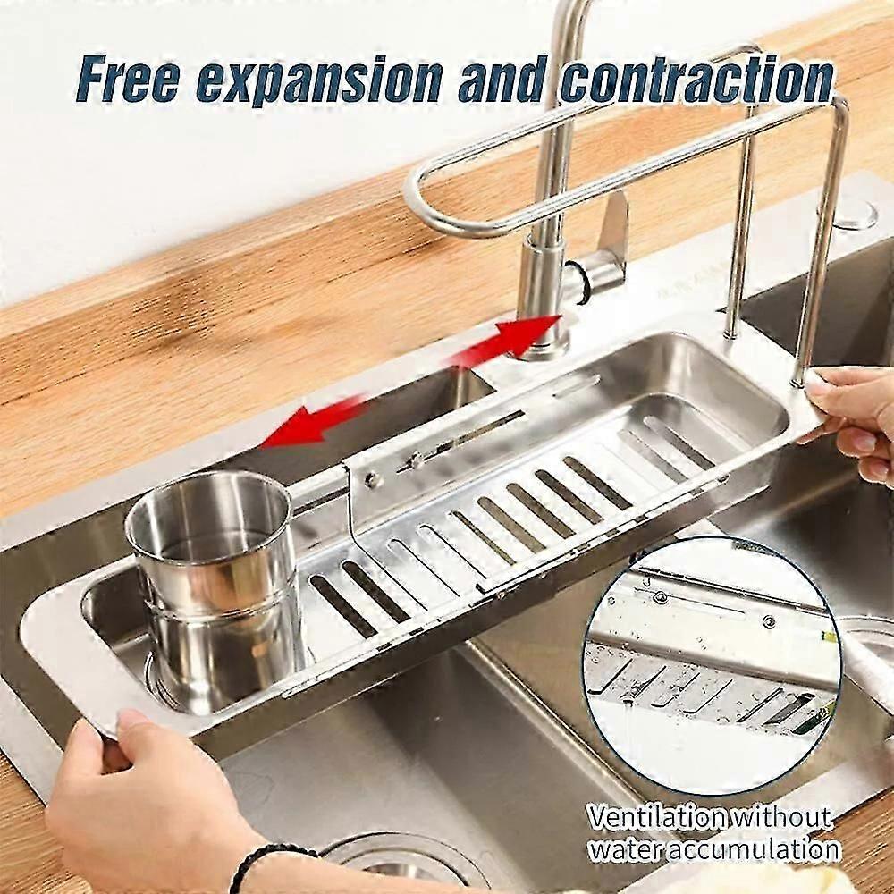 Stainless Steel Draining Rack, Upgraded Kitchen Sink Faucet Organizer ...