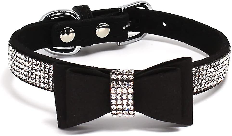 Bowtie Dog Collar With Rhinestone Jeweled Crystal Dazzling Soft Collars ...