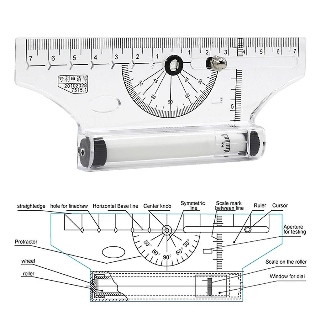 Drawing Ruler Pulley Centering Rolling Parallel Compass-Ruler Curve ...