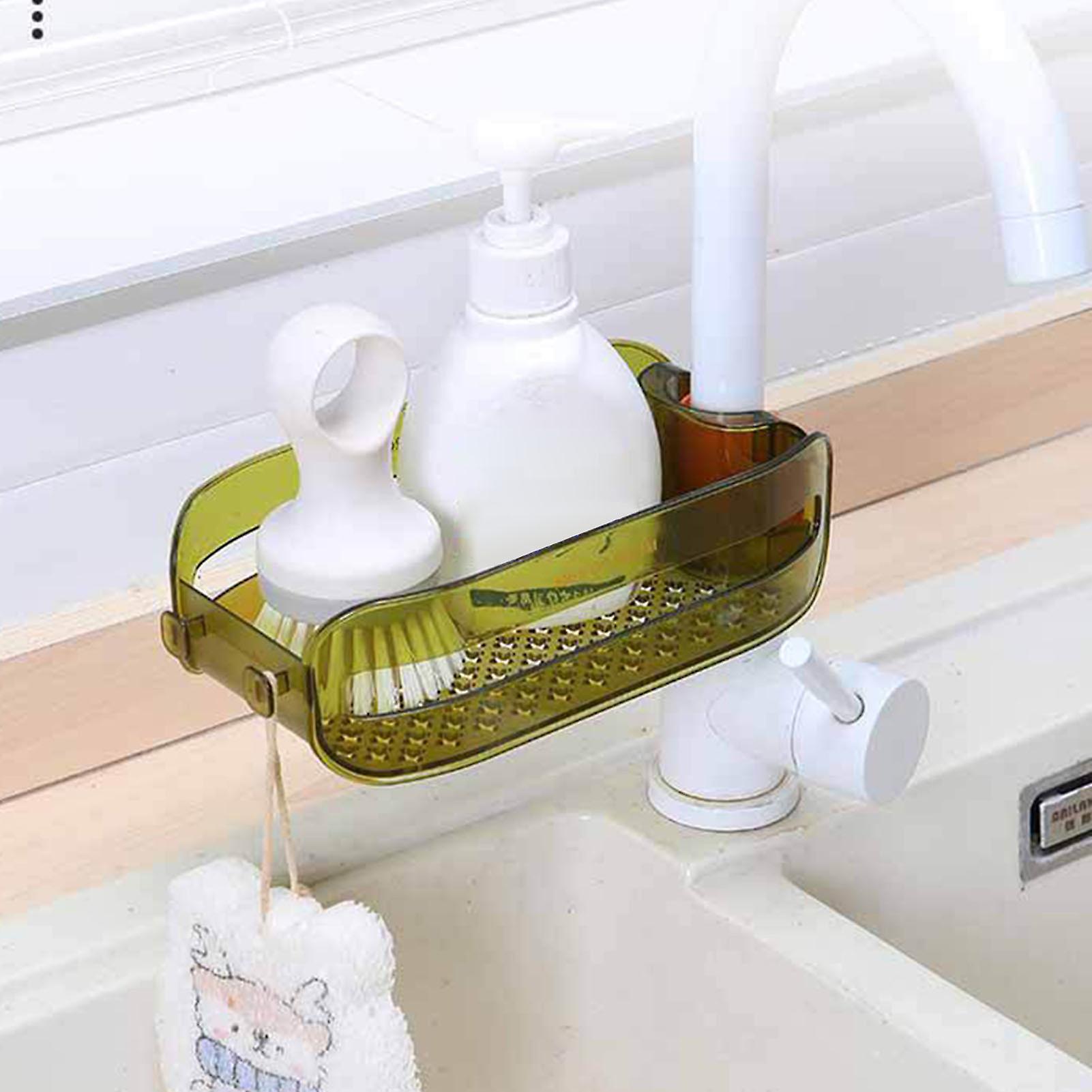 Over Faucet Kitchen Sink Caddy Faucet Drainage Shelf With 2 Hooks For ...