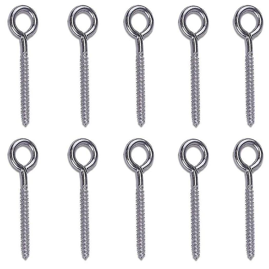10 Pack Stainless Steel Eye Shape Screws Metal Hook Wood Terminal Ring ...