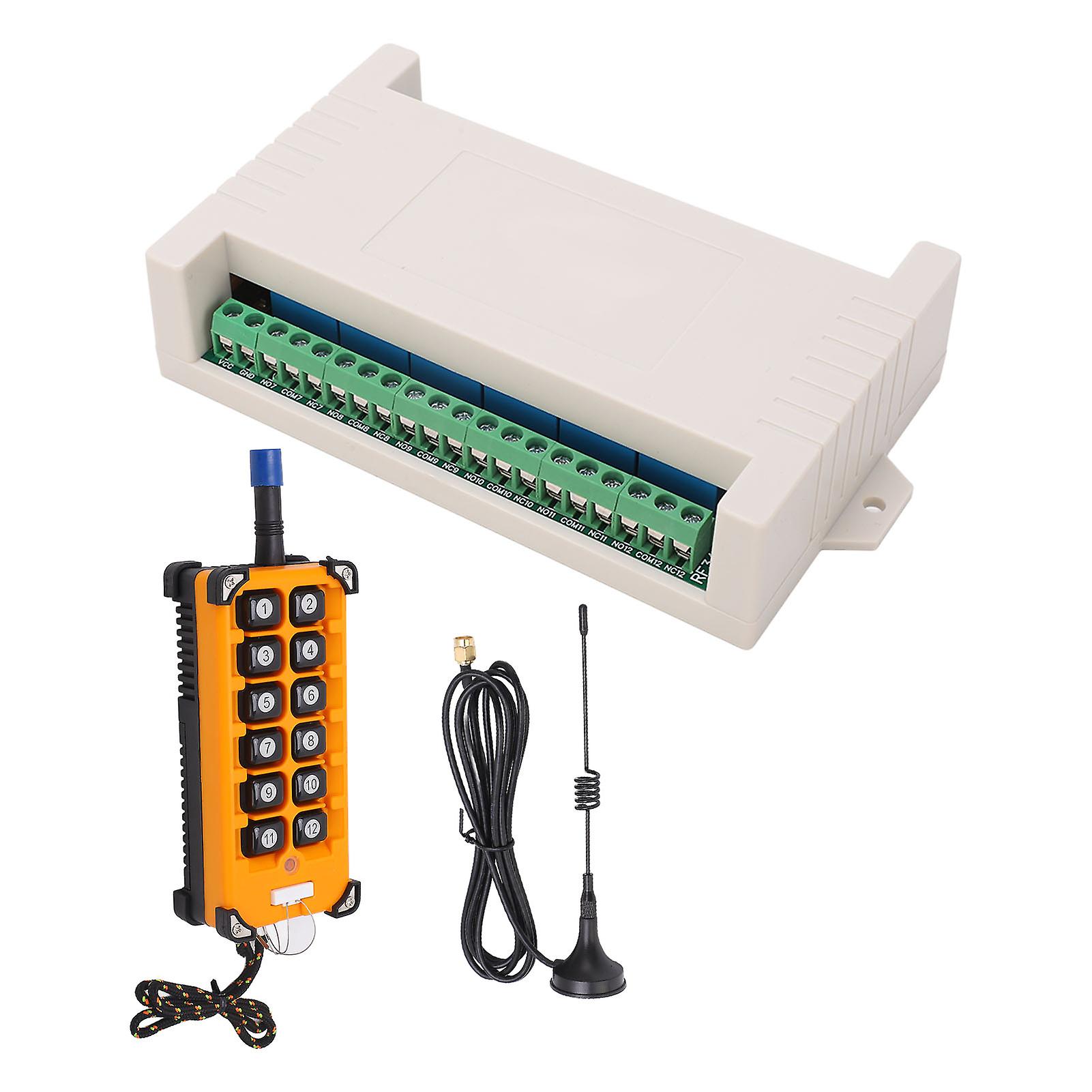 12 Button 433M Remote Control Encoder with Antenna 12 Channel Wireless Controller Relay Kit ...