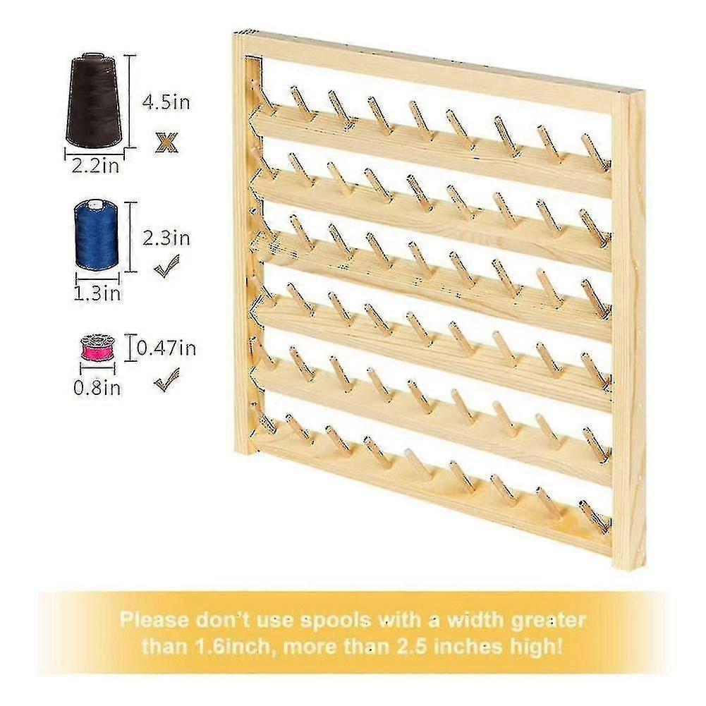 54 Spool Sewing Thread Stand, Wall Mount Sewing Thread Stand With , Wooden Embroidery Organizer ...