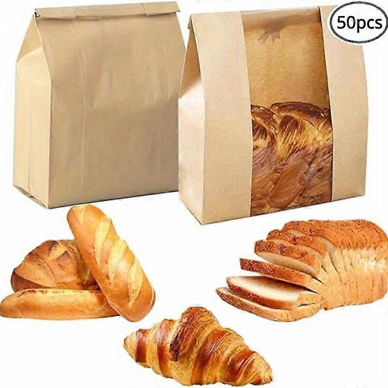 50pcs Bread Paper Bags, Sour Dough Bread Bags, Large Paper Bags With ...