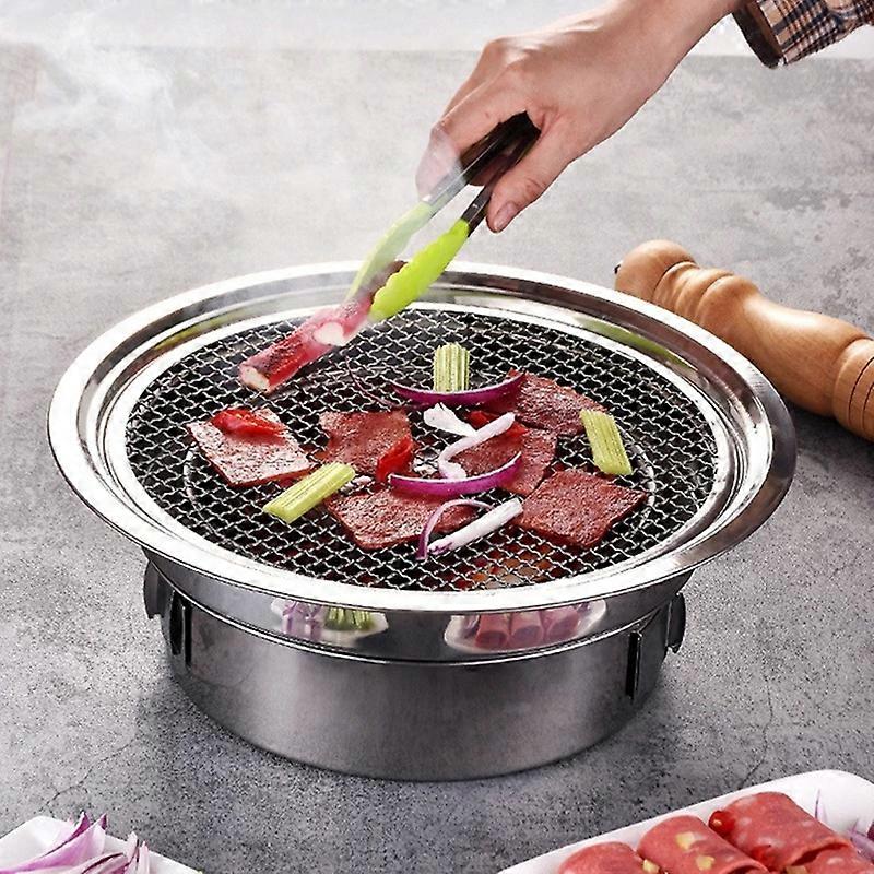 Stainless Steel Charcoal Barbecue Grill Non-Stick Barbecue Grills Portable Bbq Grill Round ...
