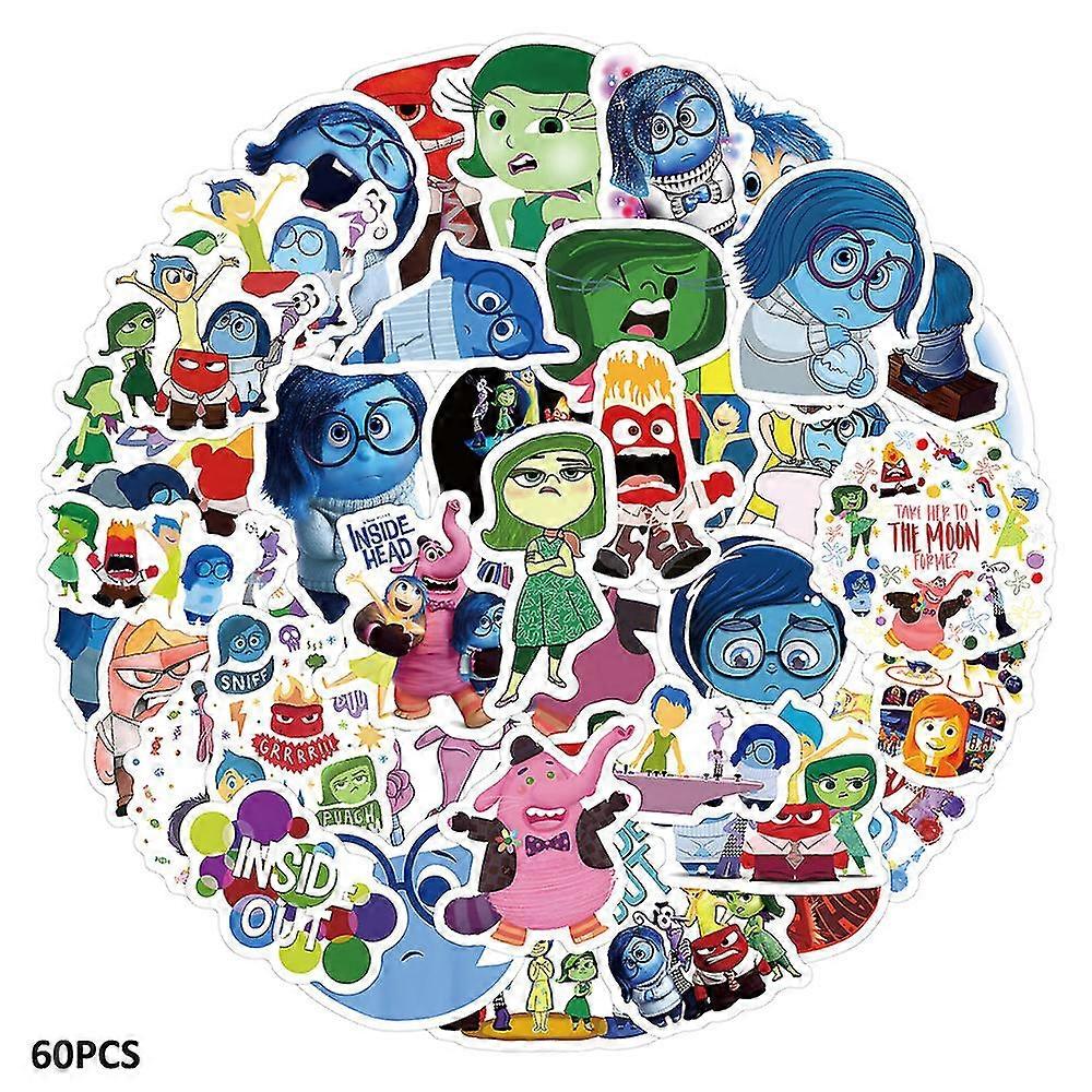 60Pcs INSIDE OUT Riley Fantasy Stickers Joy Fear Anger Disgust Sadness ...