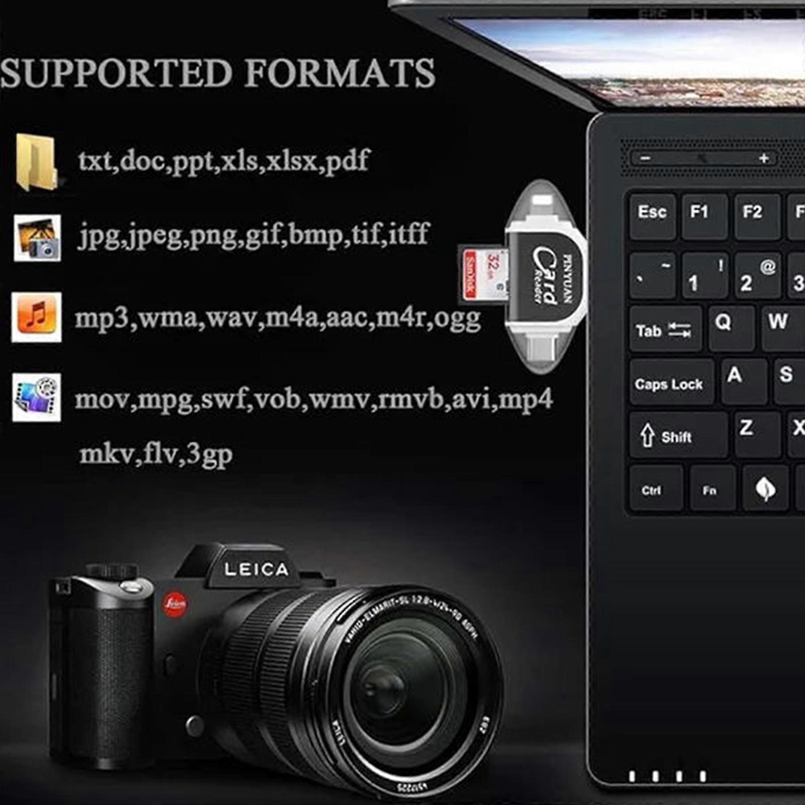 Multi-Port 4 in1 Universal SD TF Card Reader,USB C SD TF Memory Card ...