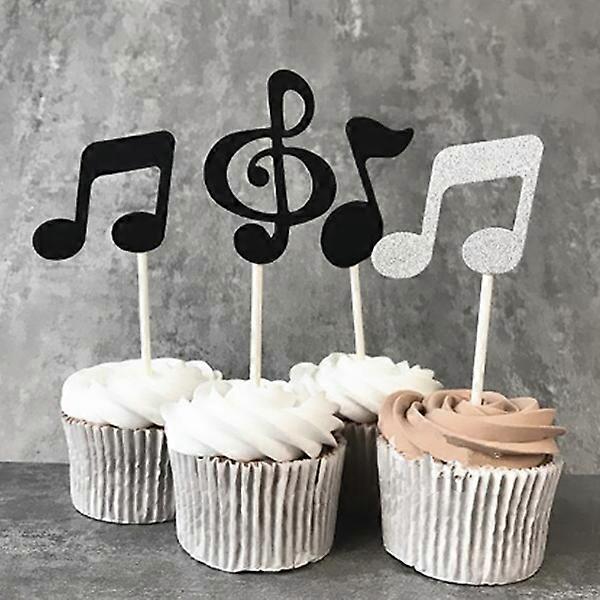 30 Pcs Music Notes Cupcake Topper Paper Cake Inserts Card Wedding Cake ...