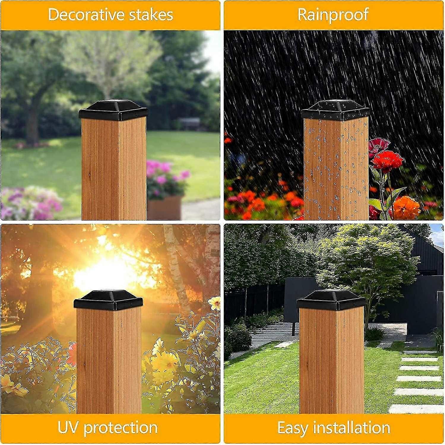 16 Pack 4 Inch Fence Post Caps Decks Square Wooden Post Top Cover ...